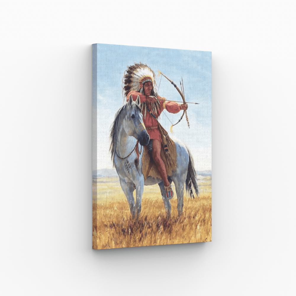 Indianer auf Pferd mit Bogen – easypainting.ch